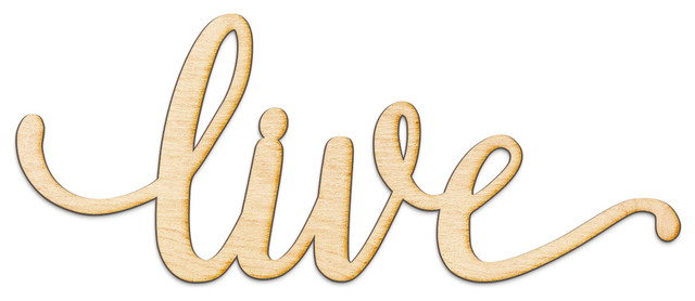 Live Script Wood Word Wall Art Sign, 18" wide x 8" tall - Contemporary ...