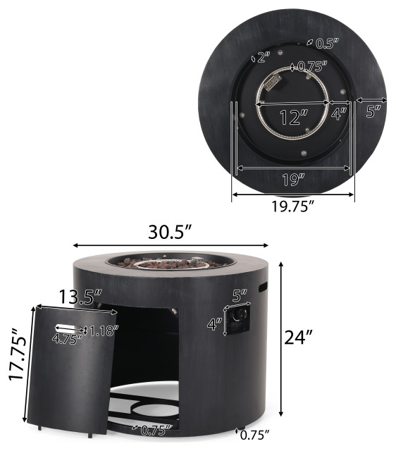 Jasmine Outdoor 40,000 BTU Circular Fire Pit, Brushed Black ...