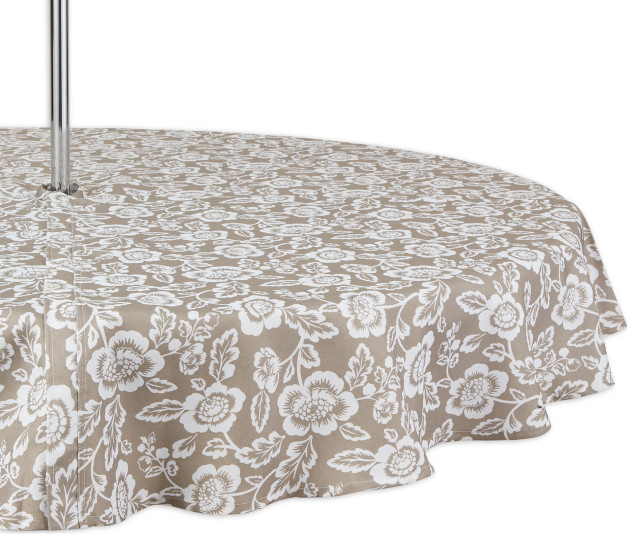 Stone Floral Print Outdoor Tablecloth With Zipper 60X120 - Contemporary ...