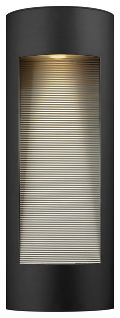 LED Luna Large Outdoor Wall Sconce, Satin Black With Etched Glass Lens ...