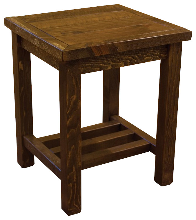 Rustic Barn Wood Style Timber Peg Open End Table - Rustic - Side Tables ...