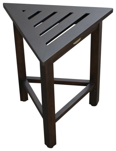 Hotel Dark Teak 18" Triangle Corner Shower Bench or Shelf - Shower ...