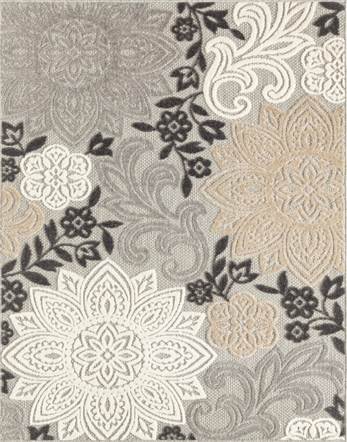 Omalley Modern Floral Area Rug, 5'3'' X 7'3'' - Contemporary - Outdoor ...