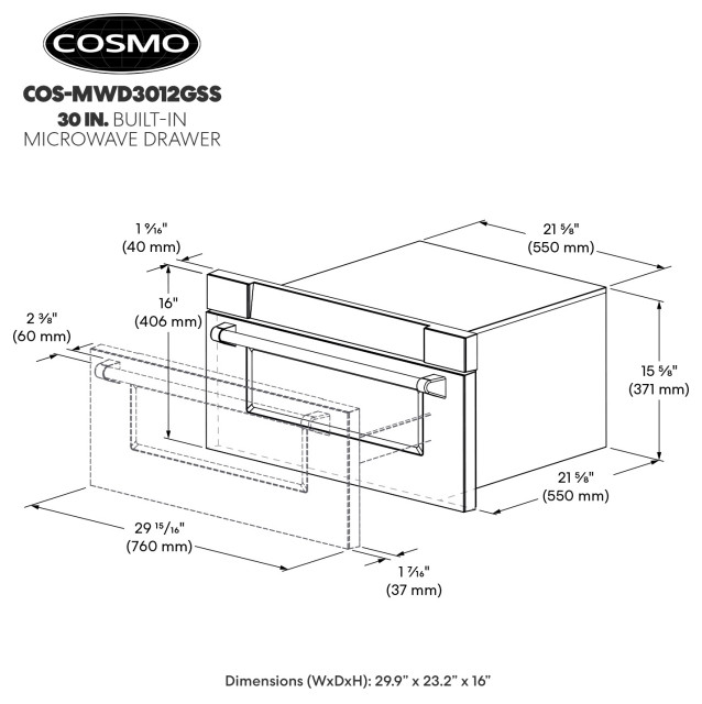 30 in. Built-in Microwave Drawer 1.2 cu. ft. Capacity in Stainless ...