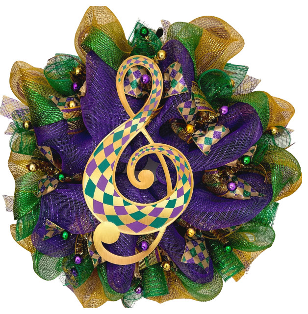 Mardi Gras All That Jazz Musical Note Wreath - Contemporary - Wreaths ...