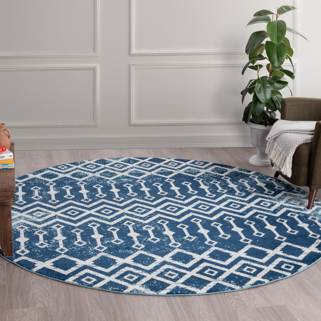 Alexa Contemporary Geometric Area Rug, 8' Round - Contemporary - Area ...