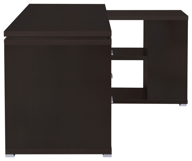 Darrelle L-shape Office Desk Cappuccino L-Shape Desk Brown ...