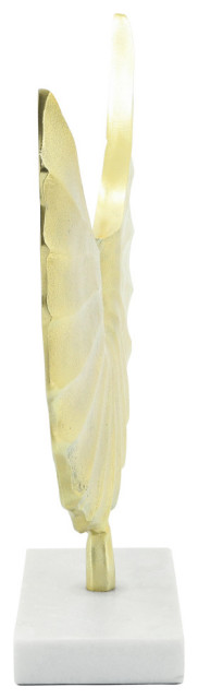 Metal, 16" Tribal Shell On Stand, Gold - Beach Style - Decorative ...