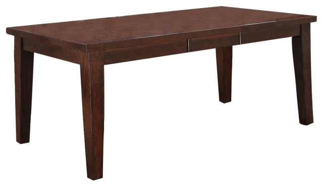 Wooden Dining Table with 18 Inches Leaf in Brown - Transitional ...