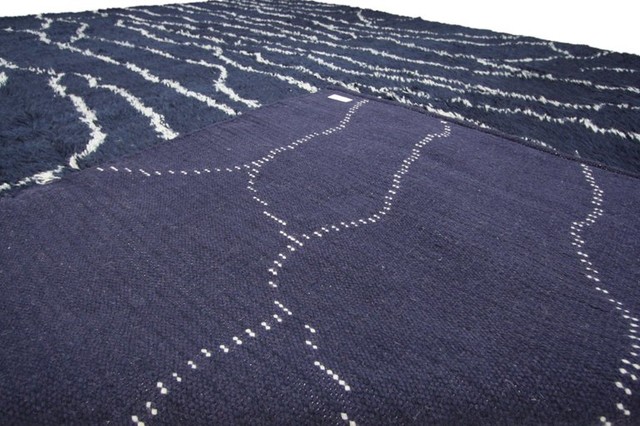 New Navy Blue Moroccan Rug, 10'10 x 13'04 - Contemporary - Area Rugs ...