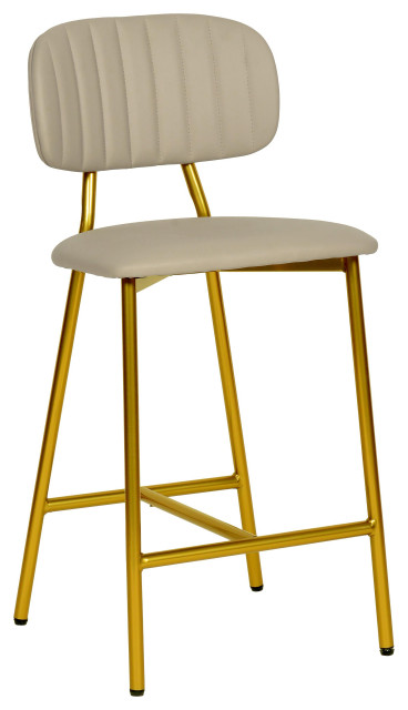 Ariana Nude Vegan Leather Counter Stool, Set of 2 - Midcentury - Bar ...