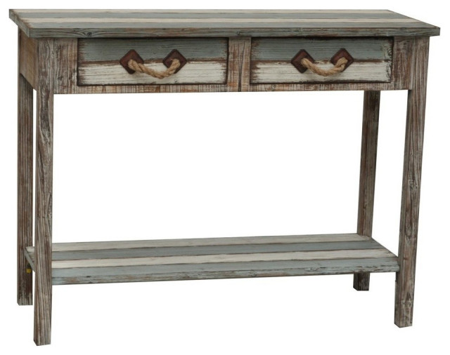 Nantucket 2-Drawer Weathered Wood Console - Beach Style - Console ...