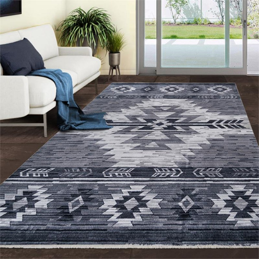 Allstar Living Room Area Rug with Spirit Ward design in Black ...