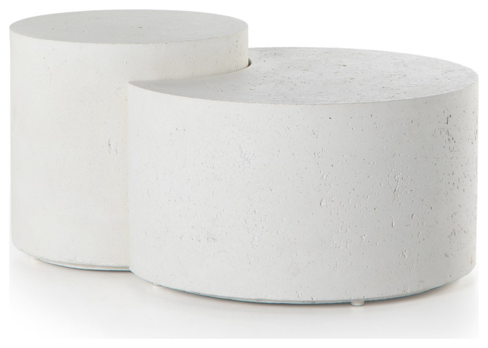 Meza Nesting Coffee Table-Textured White - Transitional - Coffee Tables ...