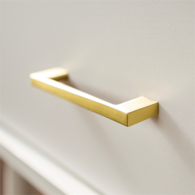 Modern Side Table with Metal Handles - White - Midcentury - Side Tables ...