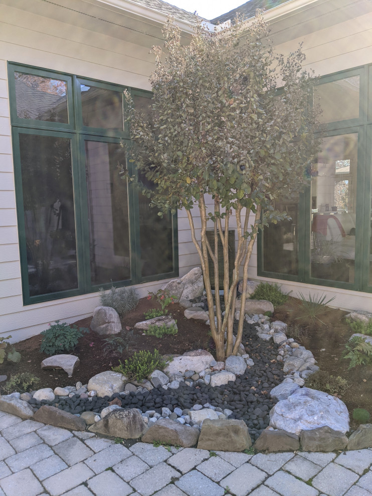 Courtyard Corner Design - Water Feature, Dry Stream, and Boulders ...