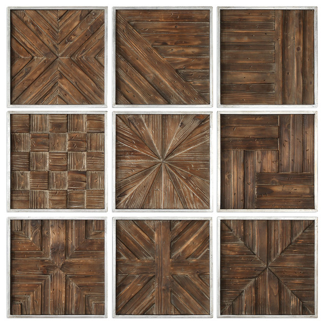 Bryndle Rustic Wooden Squares, 9-Piece Set - Rustic - Wall Accents - by ...