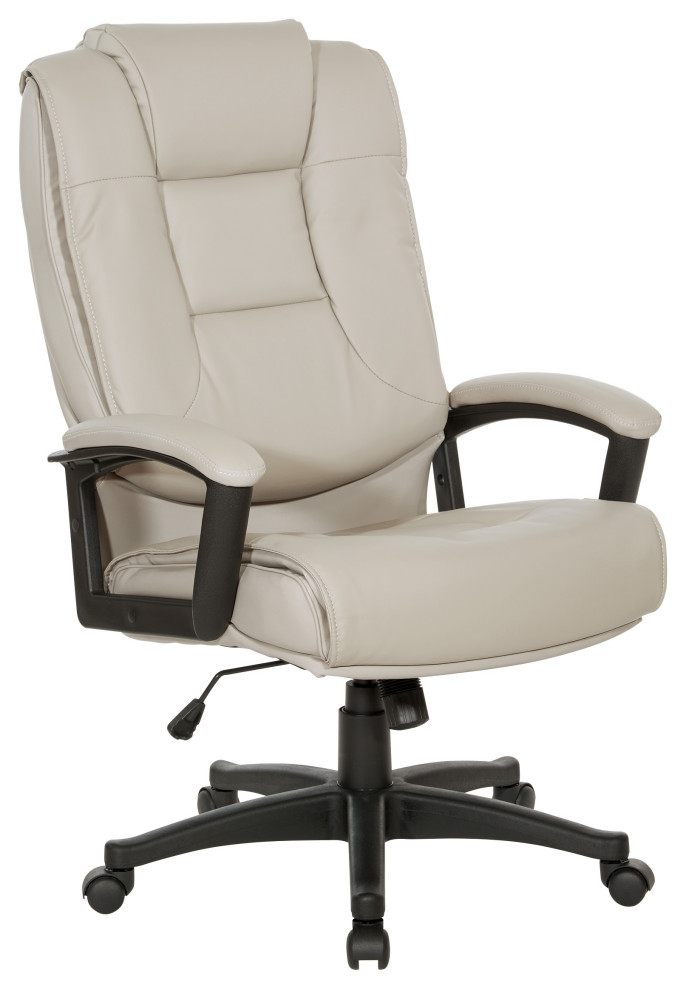 High Back Bonded Leather Chair with Padded Loop Arms - Contemporary ...