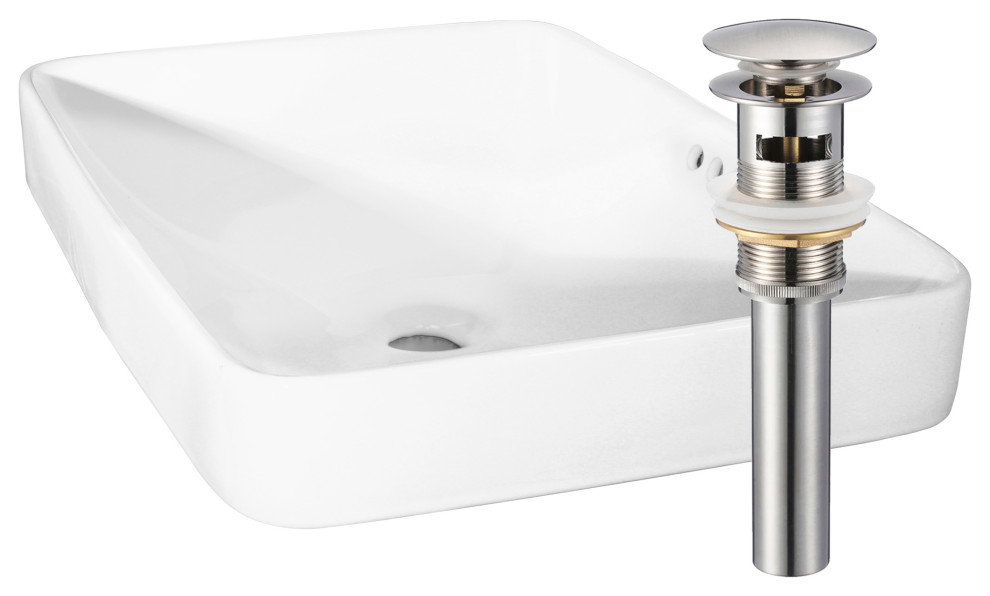 Rectangular White Porcelain Drop-in Sink with Overflow Drain ...