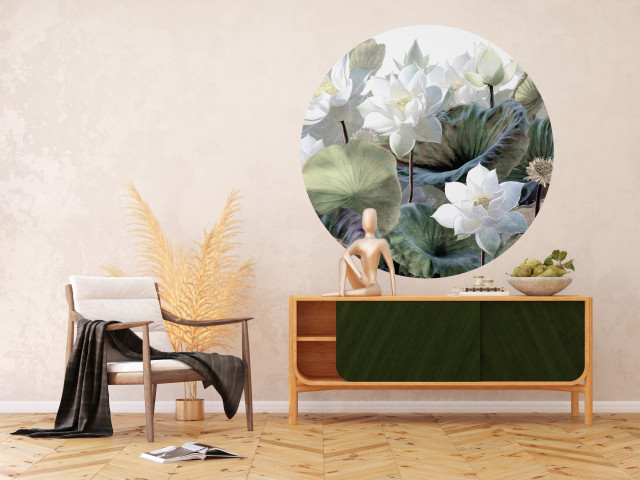 Garden Flower Circular Peel and Stick Wall Mural 55" Diameter, 55 inch ...