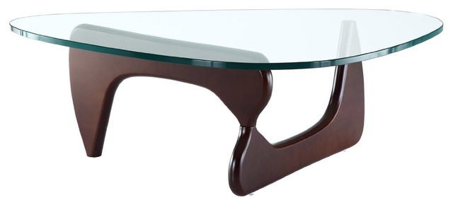 Glass Top Triangle Coffee Table (Dark Walknut) - Contemporary - Coffee ...