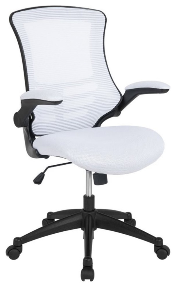 Pemberly Row Contemporary Mid Back Mesh Office Swivel Chair in White ...