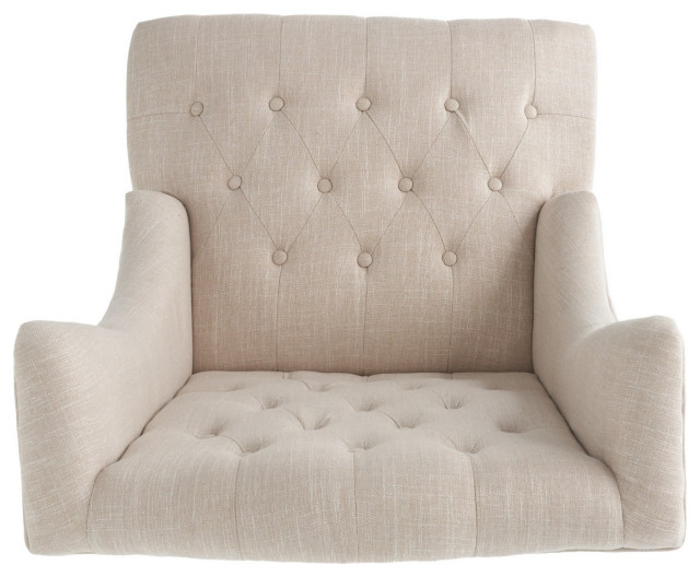 Plush Light Beige High-Back Club Chair, Classic Wingback, Oversized ...
