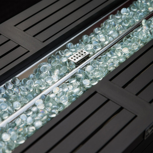 Rectangular Steel Outdoor Fire Pit Table with Control Panels ...