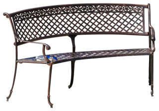 GDF Studio Bainbridge Outdoor Antique Copper Cast Aluminum Bench ...