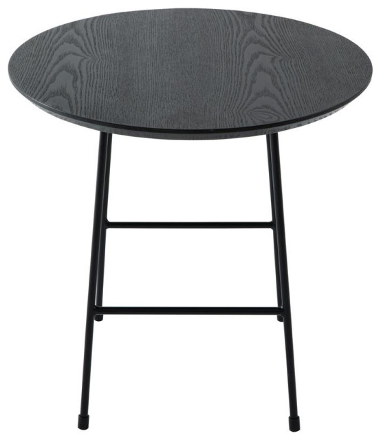 Rossmore Mid Century Modern Round Side Table With Black Steel Frame ...
