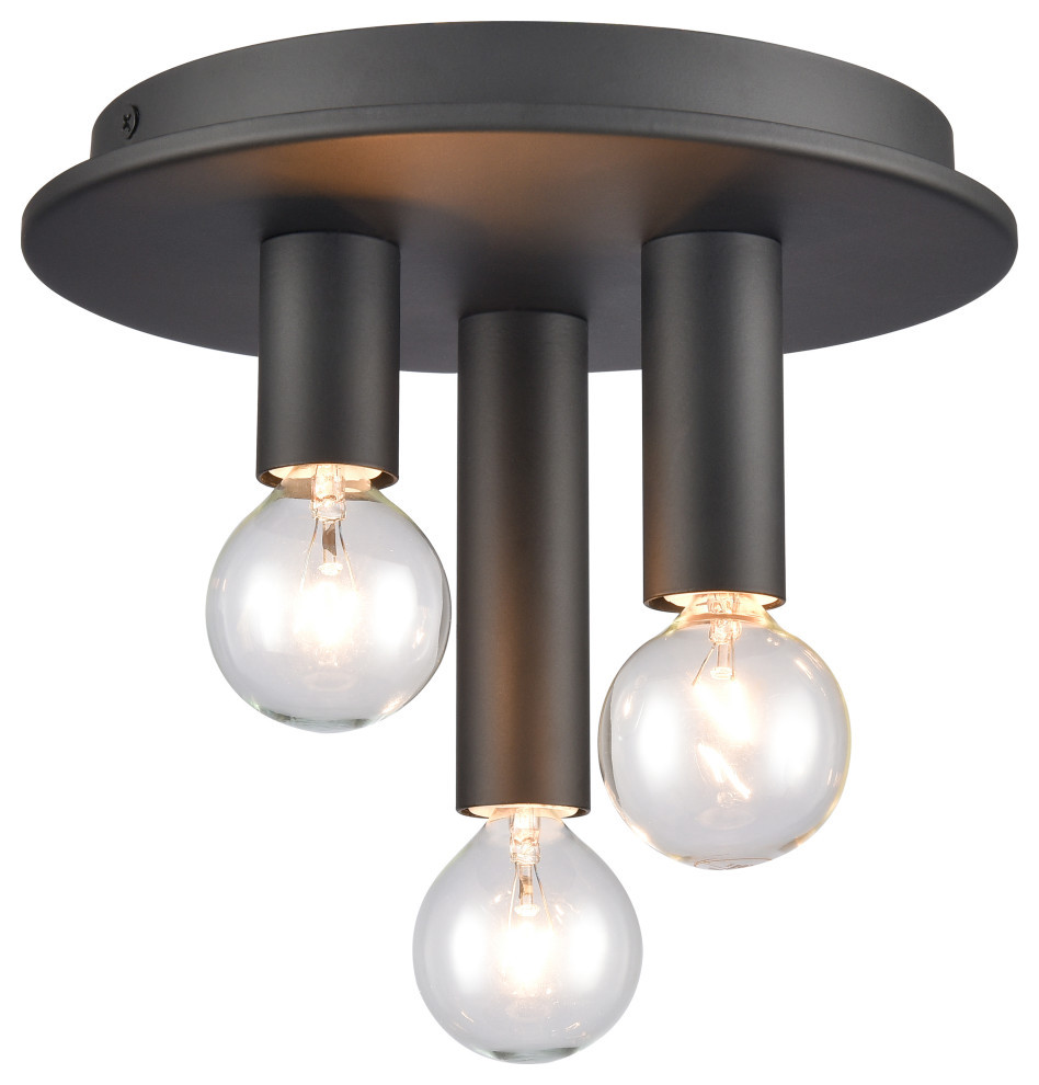 Elk Home Pepper 8'' Wide 3-Light Flush Mount Matte Black - Transitional ...