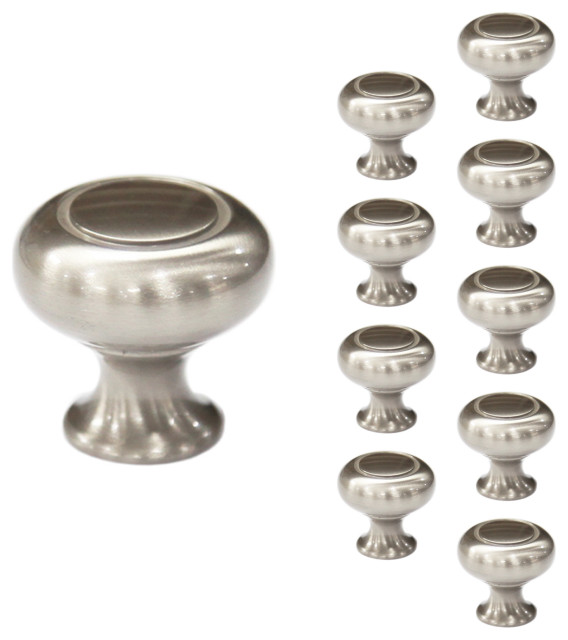 Infinity 1-1/6 in. Satin Nickel Round Drawer Cabinet Knob (10-Pack ...