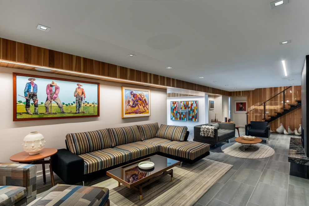 Midcentury Basement - Midcentury - Basement - Omaha | Houzz