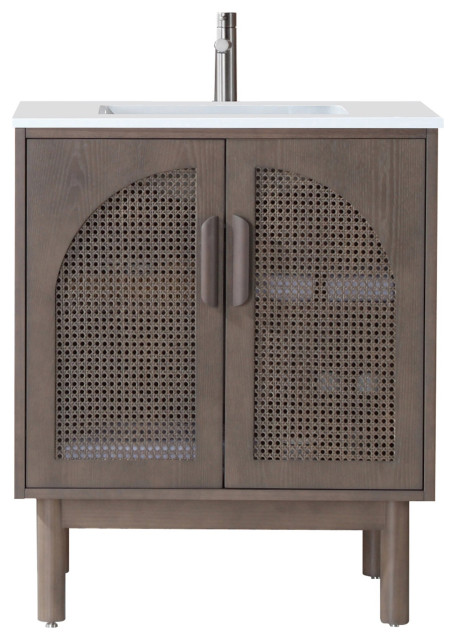 Nara Mid-Century Freestanding Bathroom Vanity, 30" - Tropical ...