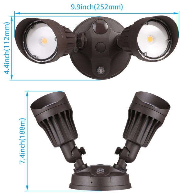 2-Pack Dusk to Dawn LED Security Lights, Adjustable Dual-Head Flood ...