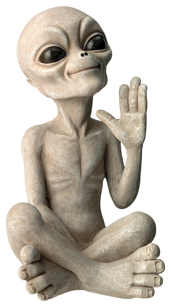 Greetings Earthling Ufo Alien Statue - Contemporary - Garden Statues ...