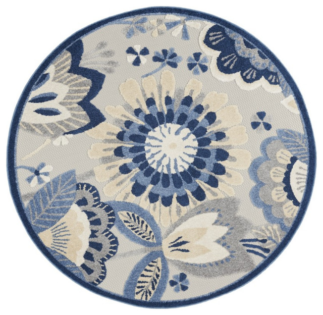 Nourison Aloha Round Area Rug, 5'3"xround - Contemporary - Outdoor Rugs ...