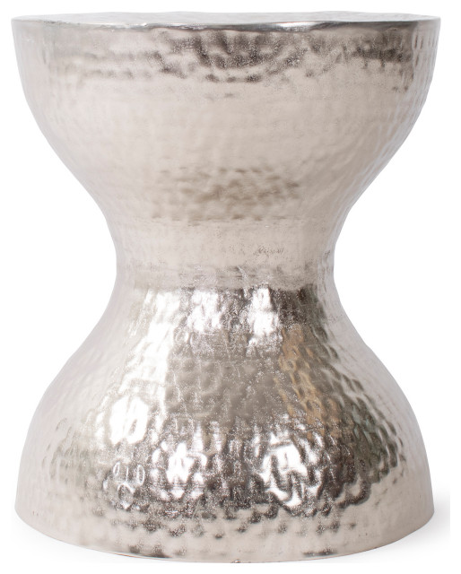 The Espen Silver Hourglass Stool/Side Table - Contemporary - Side ...