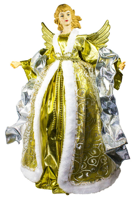 16" Gold And Silver Christmas Angel - Contemporary - Christmas ...