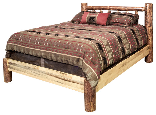 Glacier Country Collection Queen Platform Log Bed - Rustic - Platform ...
