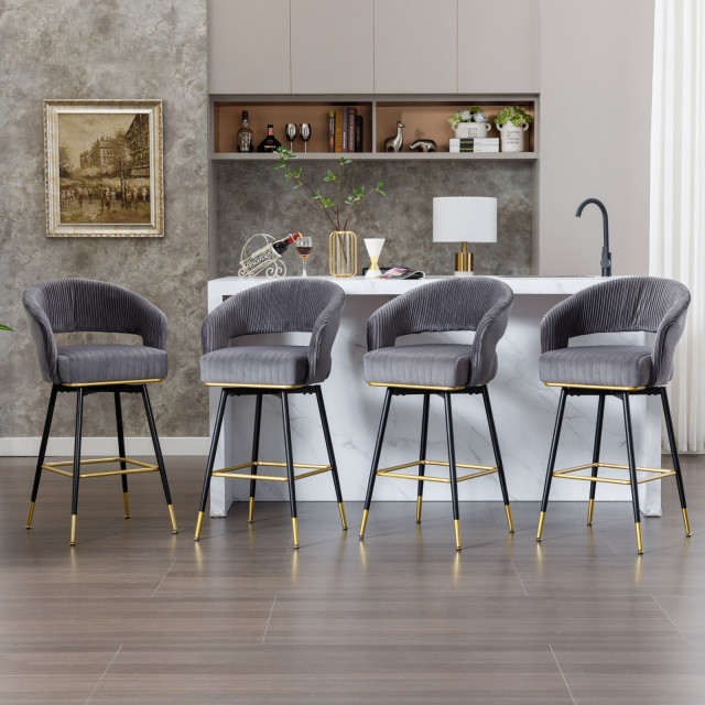 Extra-Tall Bar Stools Swivel Bar Stool With Back, Upholstered, Velvet ...