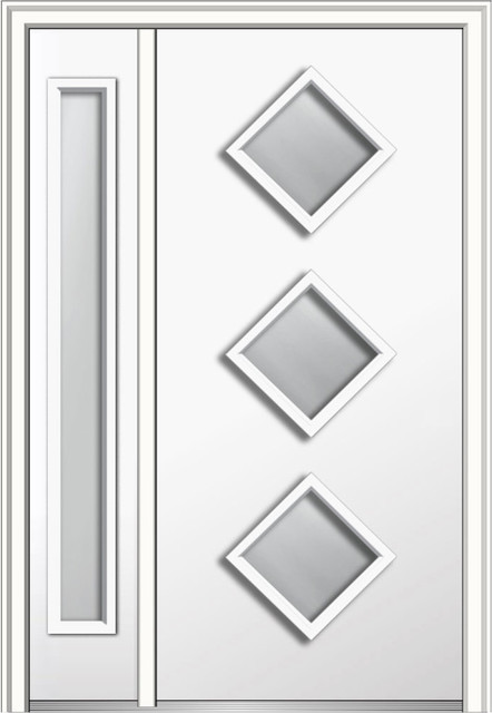 Clear 3-Lite Diamond Fiberglass Door With Sidelite, 53"x81.75 ...
