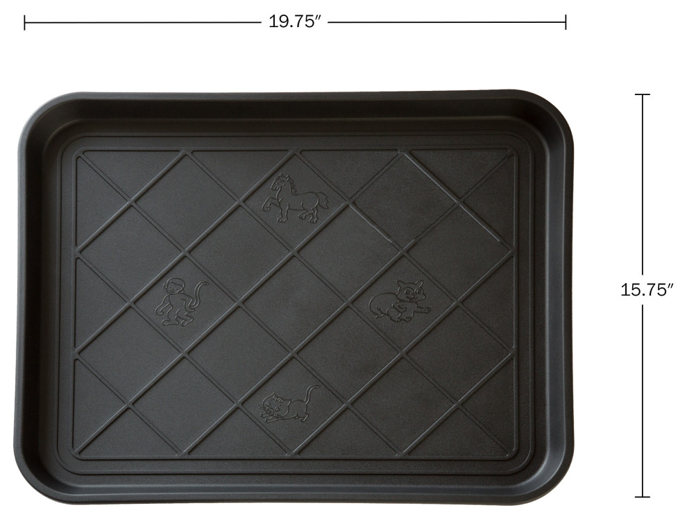 All-Weather Boot Tray Water-Resistant Plastic Mud Pan, Pet Food Tray ...