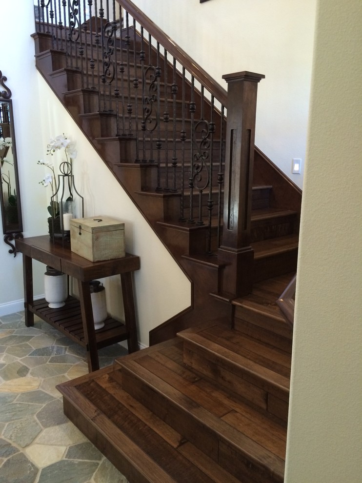 New Solid Walnut Stairs w stairnose and riser built - Staircase - Los ...