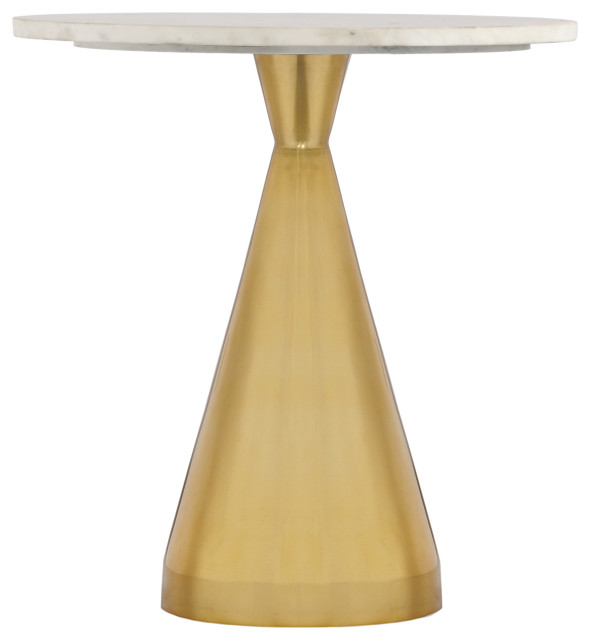 Emery White Marble End Table - Contemporary - Side Tables And End ...
