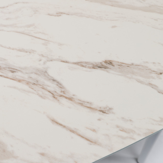 Spencer Outdoor Patio Marble Top 63" Dining Table With Iron Frame ...