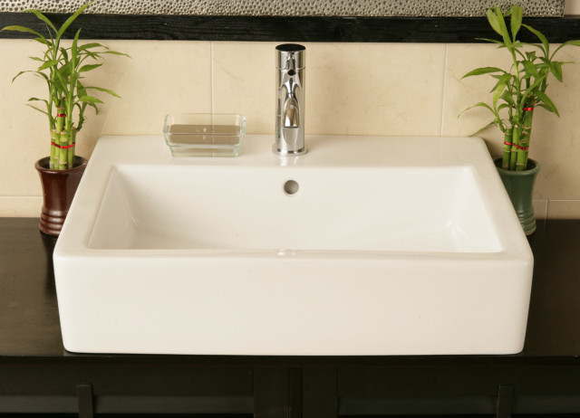 Icera Box 24" Vessel Sink, White - Contemporary - Bathroom Sinks - by ...