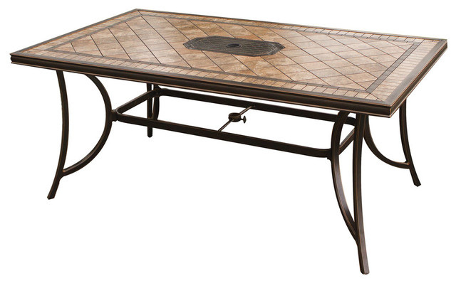 Fontana 7-Piece Dining Set with 6 Swivel Rockers, Large Tile-Top Dining ...