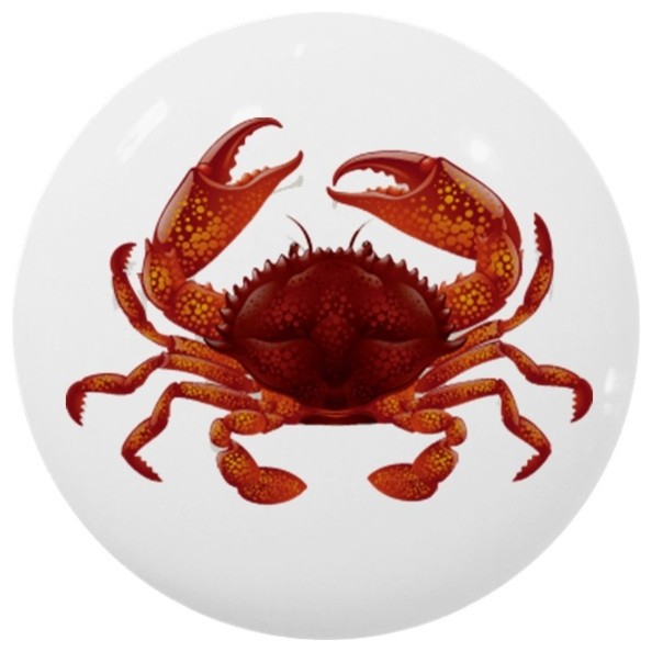 Red Crab #2 Ceramic Cabinet Drawer Knob - Beach Style - Cabinet And Drawer Knobs - by Carolina ...