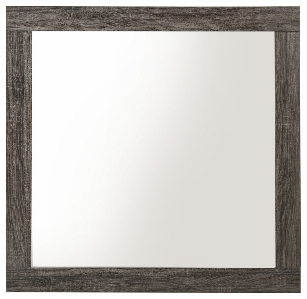 Transitional Style Rectangular Mirror With Natural Wood Grain Details ...